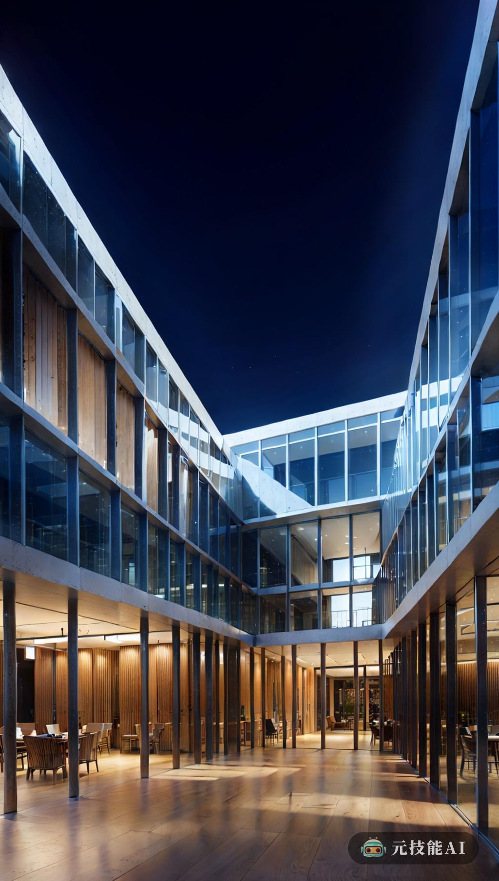 AI提示词：ZooFuture城市中庭酒店是现代建筑的典范。其独特的解构主义风格挑战了传统的结构和形式观念，创造了一座既具有视觉吸引力又具有 ...