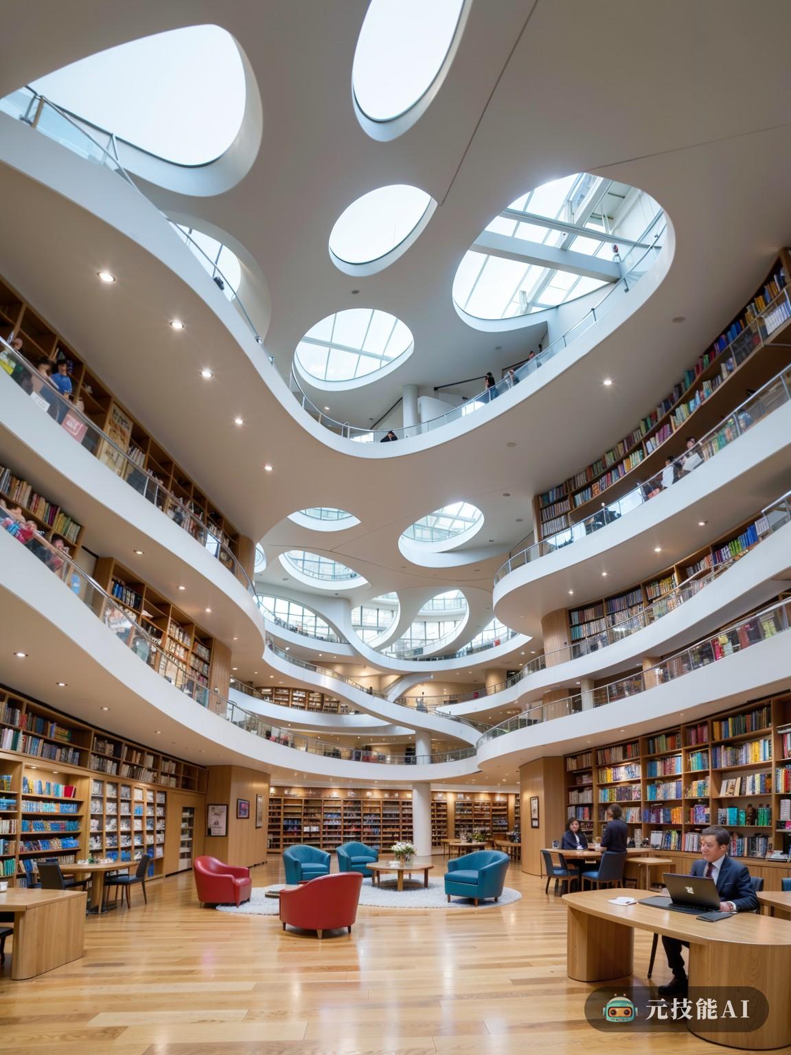 AI元技能 - 扎哈·哈迪德的梦幻图书馆设计（本内容由AI生成，用以虚构图片）