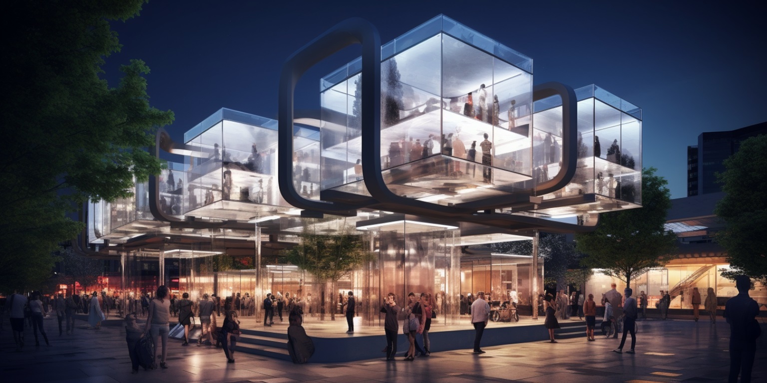 AI商业建筑：urban station is a compact and versatile modular space, needs of ...