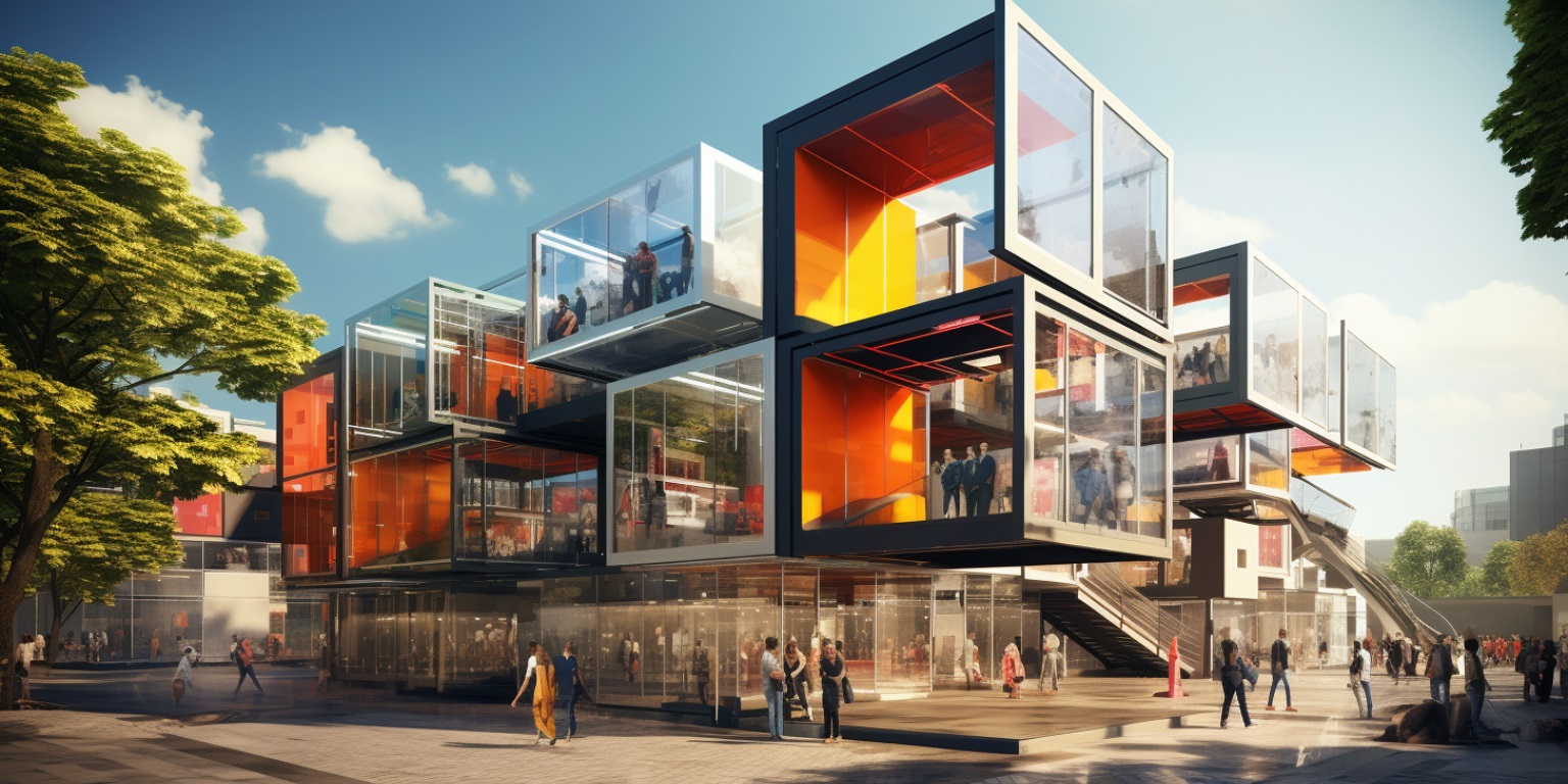 AI商业建筑：urban station is a compact and versatile modular space, needs of ...