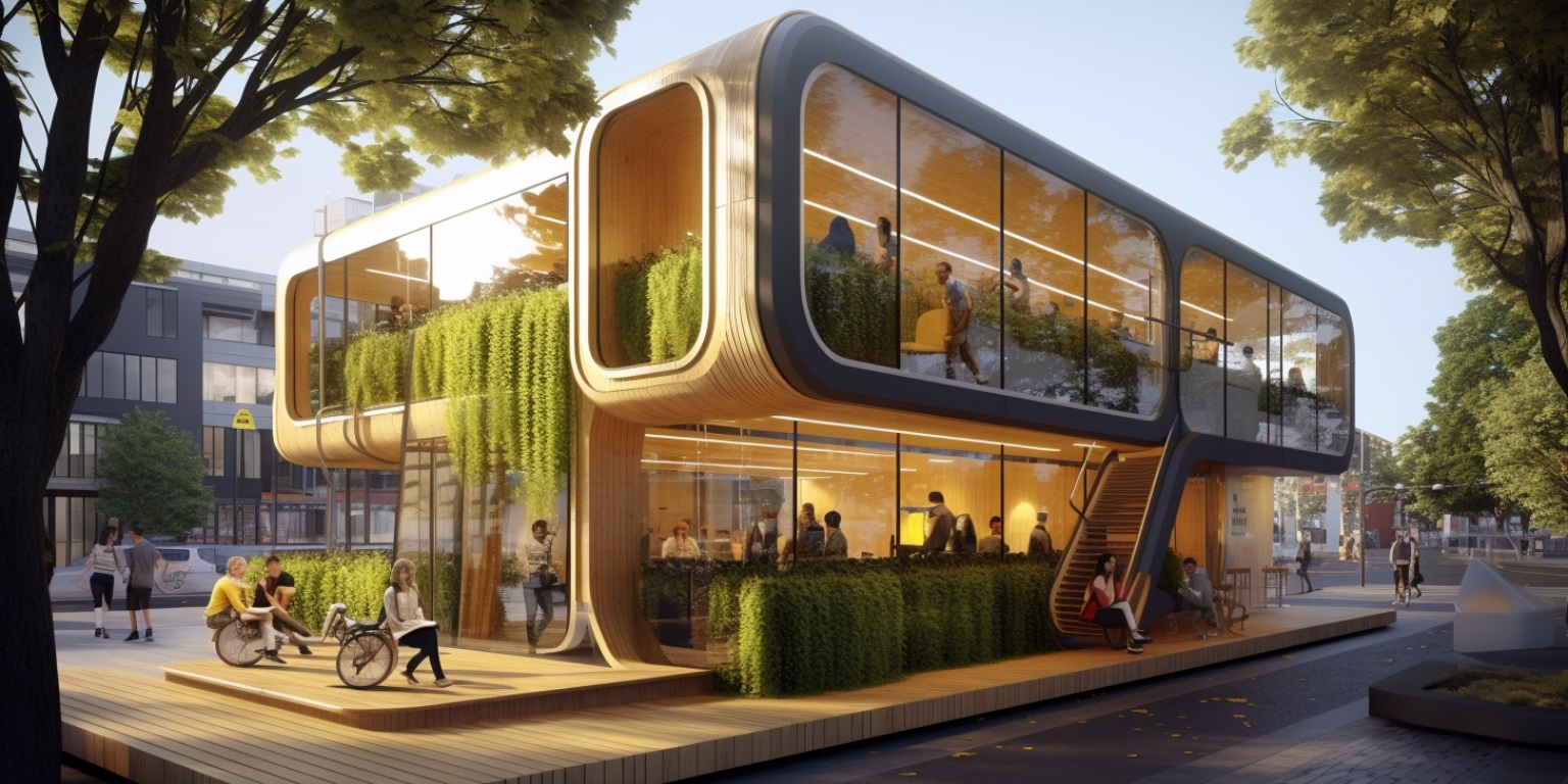 AI商业建筑：urban station is a compact and versatile modular space, needs of ...