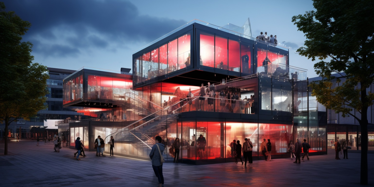 AI商业建筑：urban station is a compact and versatile modular space, needs of ...