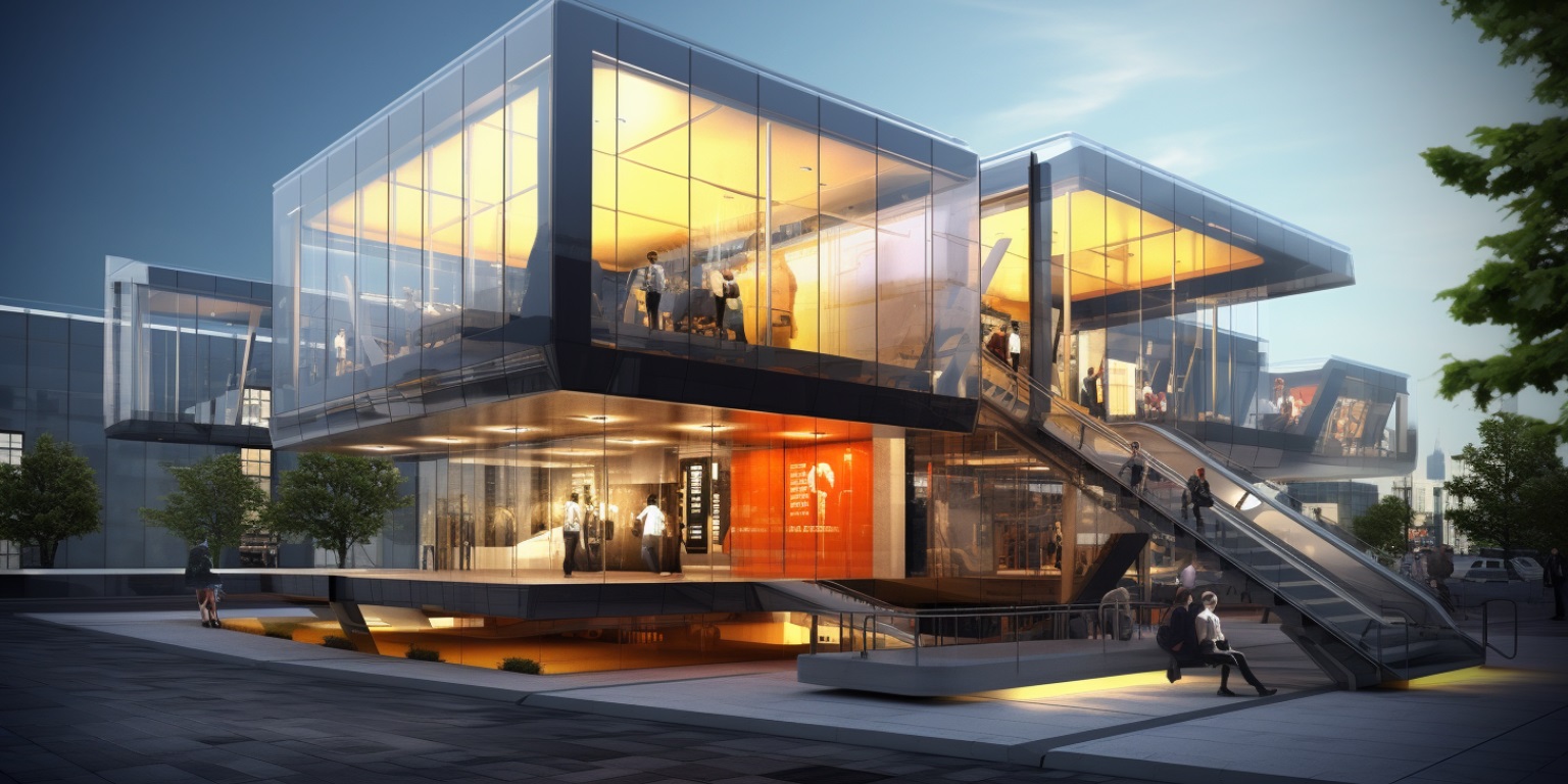 AI商业建筑：urban station is a compact and versatile modular space, needs of ...